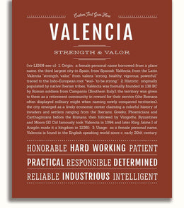 Valencia | Name Art Print – Name Stories
