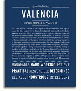 Valencia | Name Art Print – Name Stories