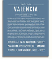 Valencia Personalized Name Meaning Art Prints – Name Stories