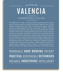 Valencia | Name Art Print – Name Stories