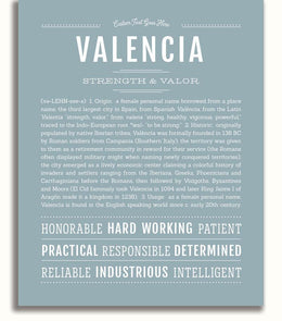 Valencia | Name Art Print – Name Stories
