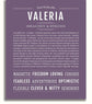 Valeria Personalized Name Meaning Art Prints – Name Stories