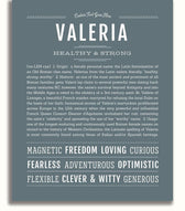 Valeria Personalized Name Meaning Art Prints – Name Stories