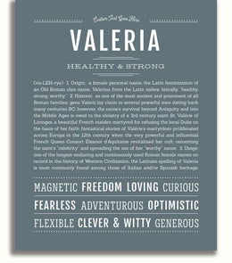 Valeria Personalized Name Meaning Art Prints – Name Stories