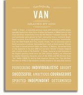 Van Personalized Name Meaning Art Prints – Name Stories