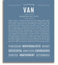 Van Personalized Name Meaning Art Prints – Name Stories