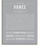 Vance Personalized Name Meaning Art Prints – Name Stories