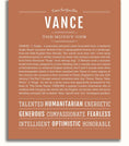 Vance Personalized Name Meaning Art Prints – Name Stories