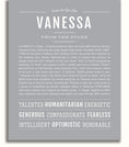 Vanessa | Name Art Print - Personalized Custom Gifts – Name Stories