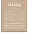 Vanessa Personalized Name Meaning Art Prints – Name Stories