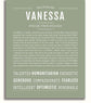 Vanessa Personalized Name Meaning Art Prints – Name Stories