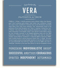 Vera Personalized Name Meaning Art Prints – Name Stories