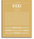 Vicki Personalized Name Meaning Art Prints – Name Stories
