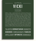 Vicki Personalized Name Meaning Art Prints – Name Stories