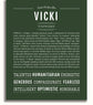 Vicki Personalized Name Meaning Art Prints – Name Stories