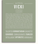 Vicki Personalized Name Meaning Art Prints – Name Stories