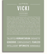 Vicki Personalized Name Meaning Art Prints – Name Stories