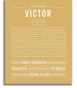 Victor Personalized Name Meaning Art Prints – Name Stories