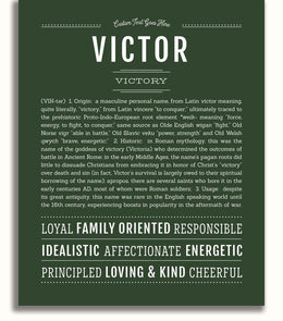 Victor Personalized Name Meaning Art Prints – Name Stories