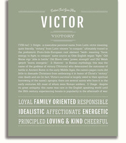 Victor Personalized Name Meaning Art Prints – Name Stories