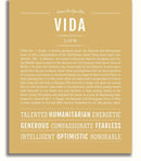 Vida Personalized Name Meaning Art Prints – Name Stories