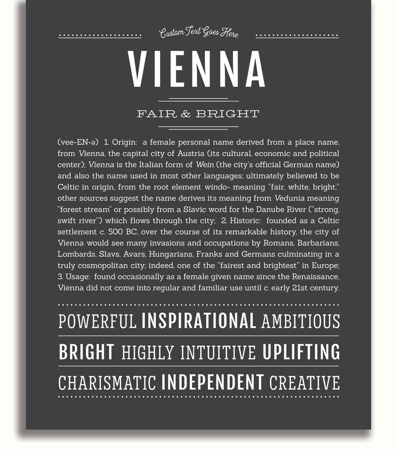 Vienna Personalized Name Meaning Art Prints – Name Stories
