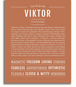 Viktor Personalized Name Meaning Art Prints – Name Stories