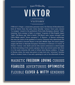 Viktor Personalized Name Meaning Art Prints – Name Stories