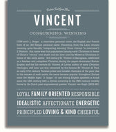 Vincent Personalized Name Meaning Art Prints – Name Stories