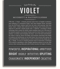 Violet Personalized Name Meaning Art Prints – Name Stories