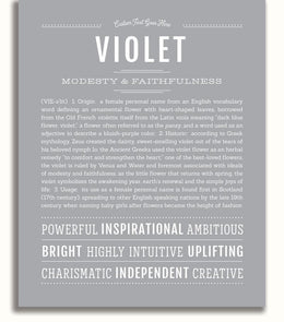 Violet Personalized Name Meaning Art Prints – Name Stories