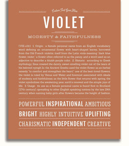 Violet Personalized Name Meaning Art Prints – Name Stories