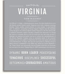 Virginia Personalized Name Meaning Art Prints – Name Stories