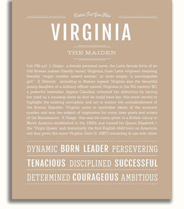 Virginia Personalized Name Meaning Art Prints – Name Stories