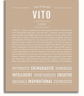Vito Personalized Name Meaning Art Prints – Name Stories