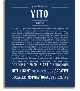 Vito Personalized Name Meaning Art Prints – Name Stories