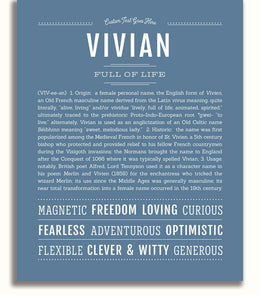 Vivian Personalized Name Meaning Art Prints – Name Stories