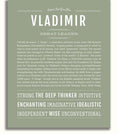Vladimir Personalized Name Meaning Art Prints – Name Stories