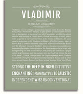Vladimir Personalized Name Meaning Art Prints – Name Stories