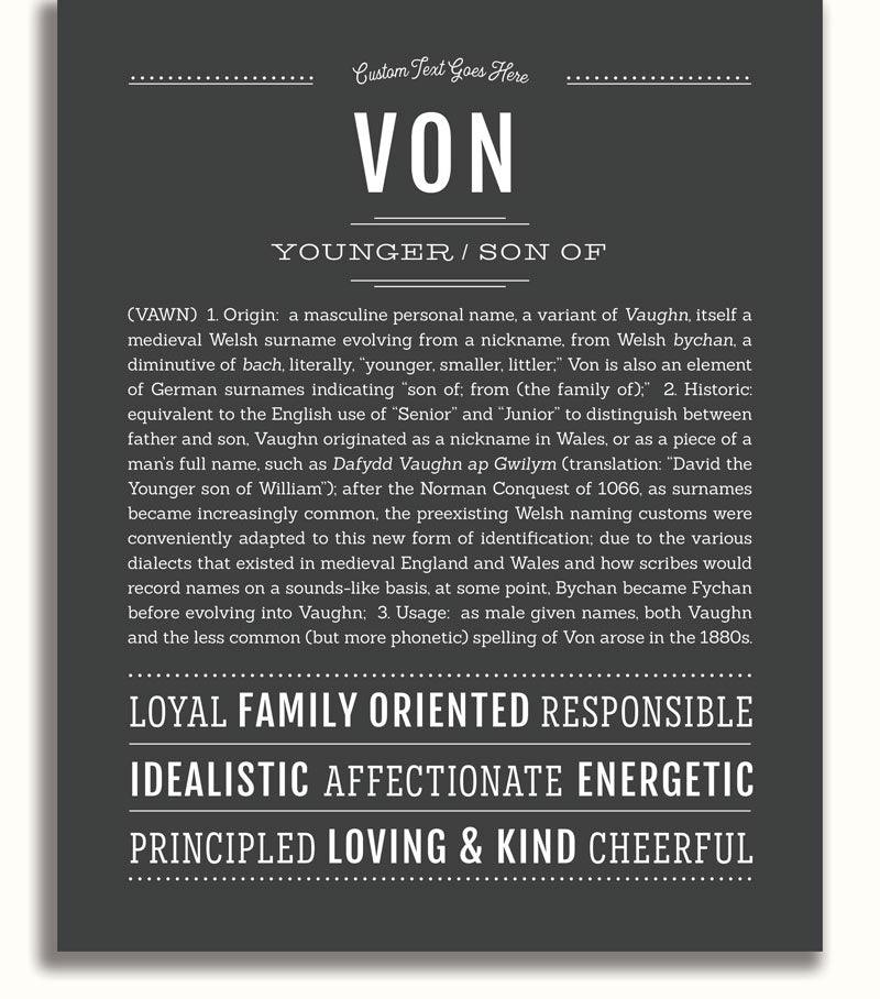 Von Personalized Name Meaning Art Prints – Name Stories