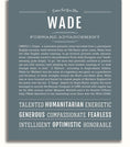 Wade Personalized Name Meaning Art Prints – Name Stories