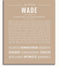 Wade Personalized Name Meaning Art Prints – Name Stories