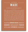 Wade Personalized Name Meaning Art Prints – Name Stories