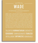 Wade Personalized Name Meaning Art Prints – Name Stories