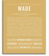 Wade Personalized Name Meaning Art Prints – Name Stories