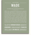 Wade Personalized Name Meaning Art Prints – Name Stories