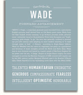 Wade Personalized Name Meaning Art Prints – Name Stories