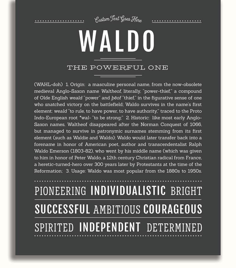 Waldo Personalized Name Meaning Art Prints – Name Stories