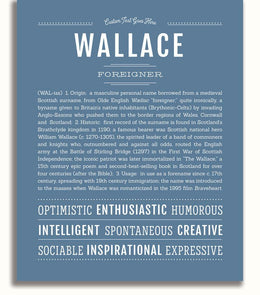 Wallace Personalized Name Meaning Art Prints – Name Stories