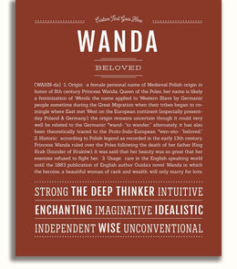 Wanda Personalized Name Meaning Art Prints – Name Stories